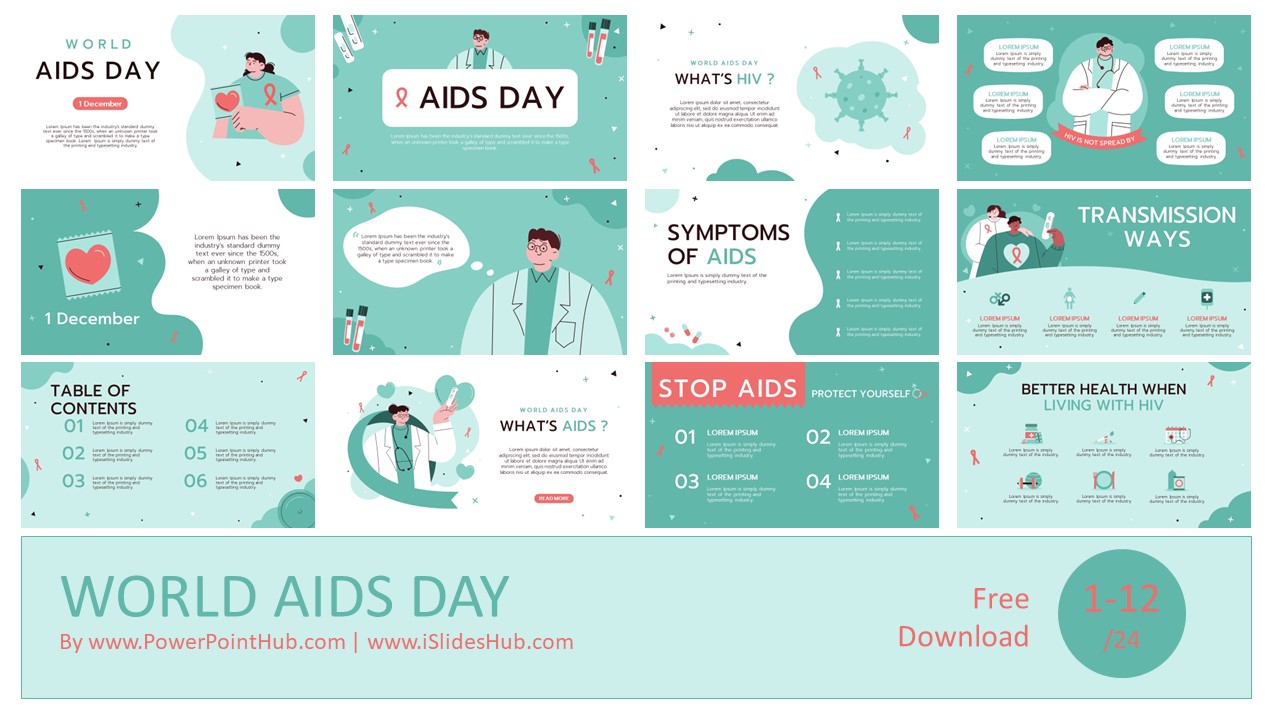 ฟรีดาวน์โหลดพาวเวอร์พอยเทมเพลตเนื่องในวันเอดส์โลก